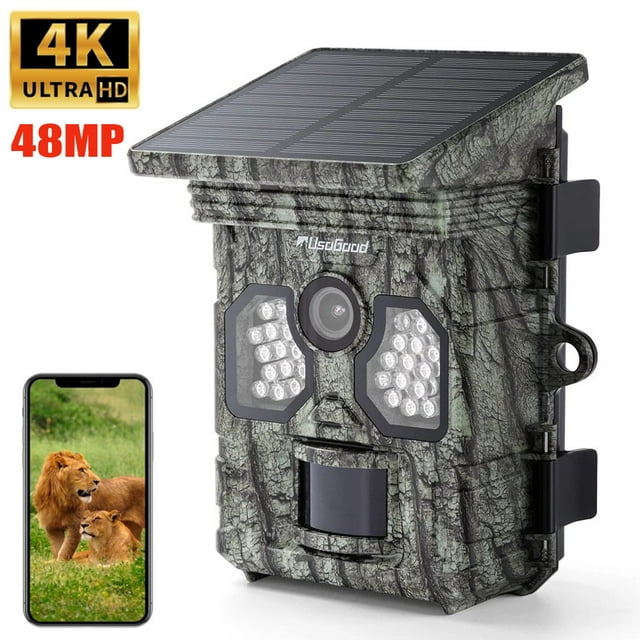 Usogood Solar Powered Trail Camera 4K 48MP, Hunting Camera Built-in ...