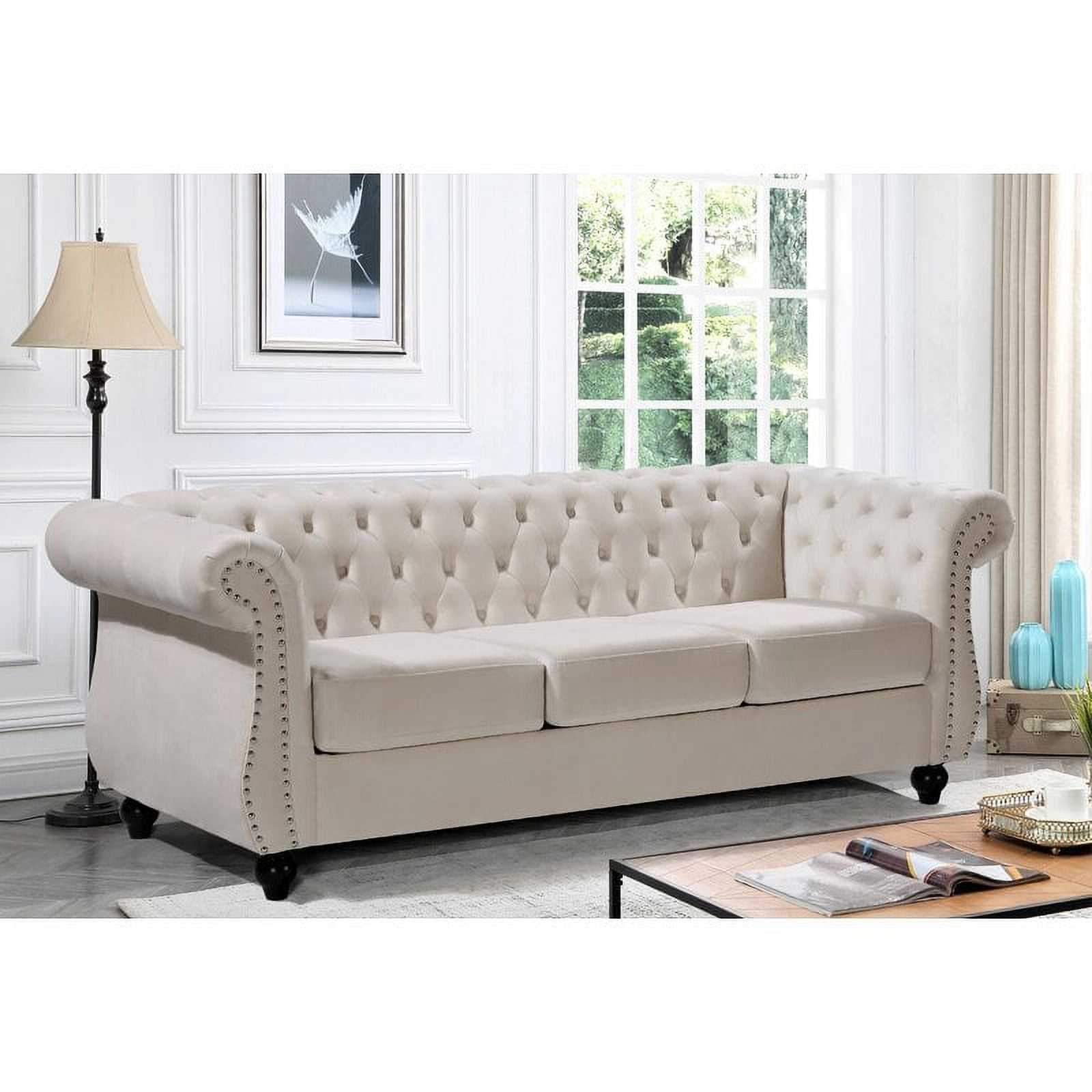 Free Shipping! Uspridefurniture Antoinette Chesterfield Sofa, Ivory ...