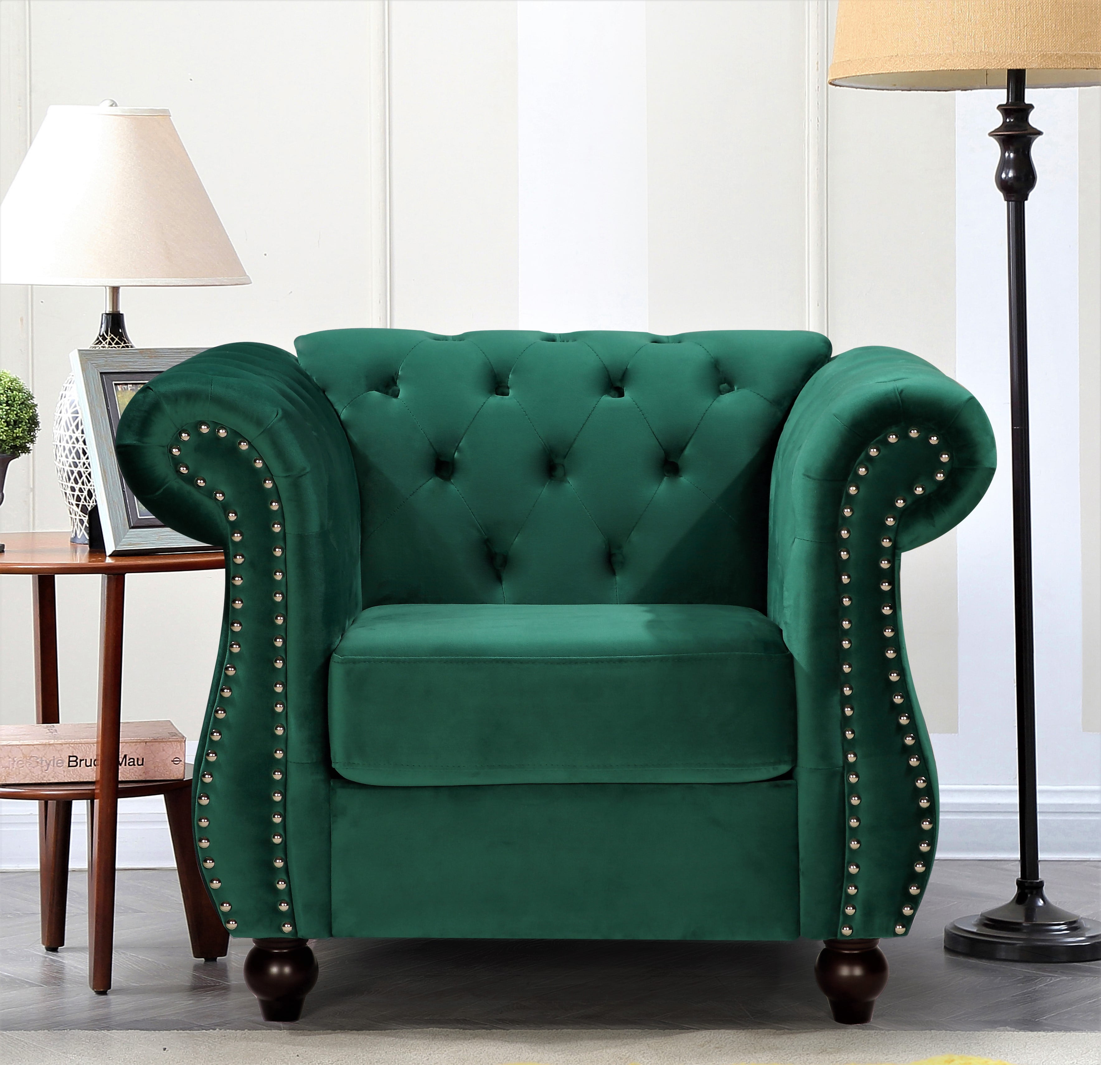 Uspridefurniture Fender Green Tufted Velvet Chair - Walmart.com