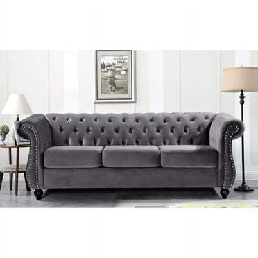 Uspridefurniture Feingold 85'' Velvet Rolled Arm Sofa - Beige - Walmart.com