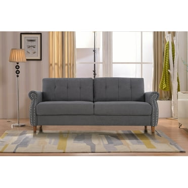 Lifestyle Solutions Alexa Sofa with Rolled Arms, Blue Fabric - Walmart.com