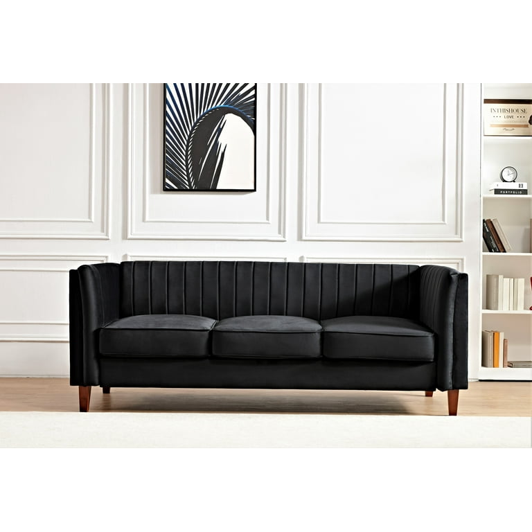 Black Tufted Sofa Velvet | Baci Living Room