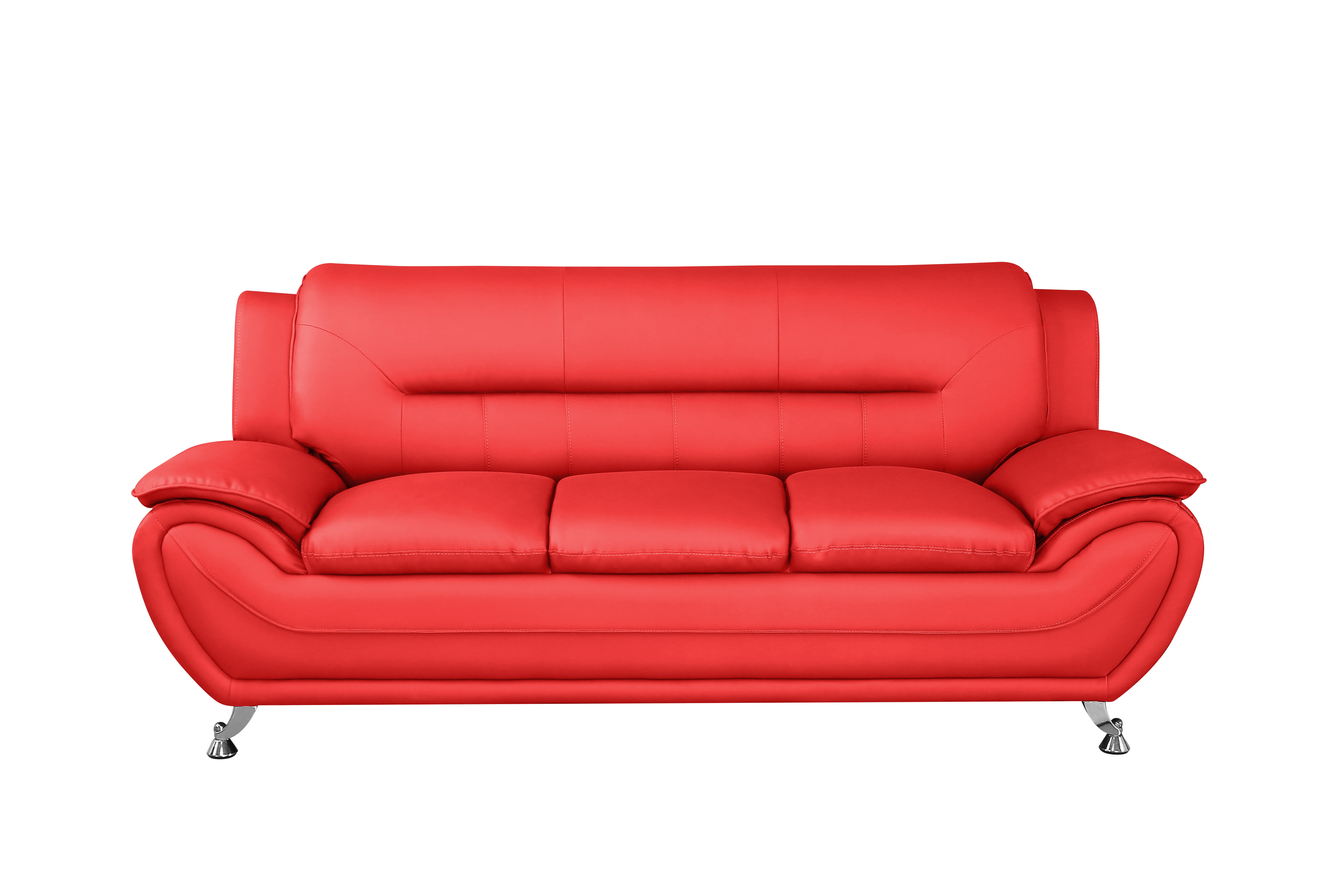 Uspridefurniture Sanuel 79.2" Faux Leather Pillow Top Arm Sofa,Red ...
