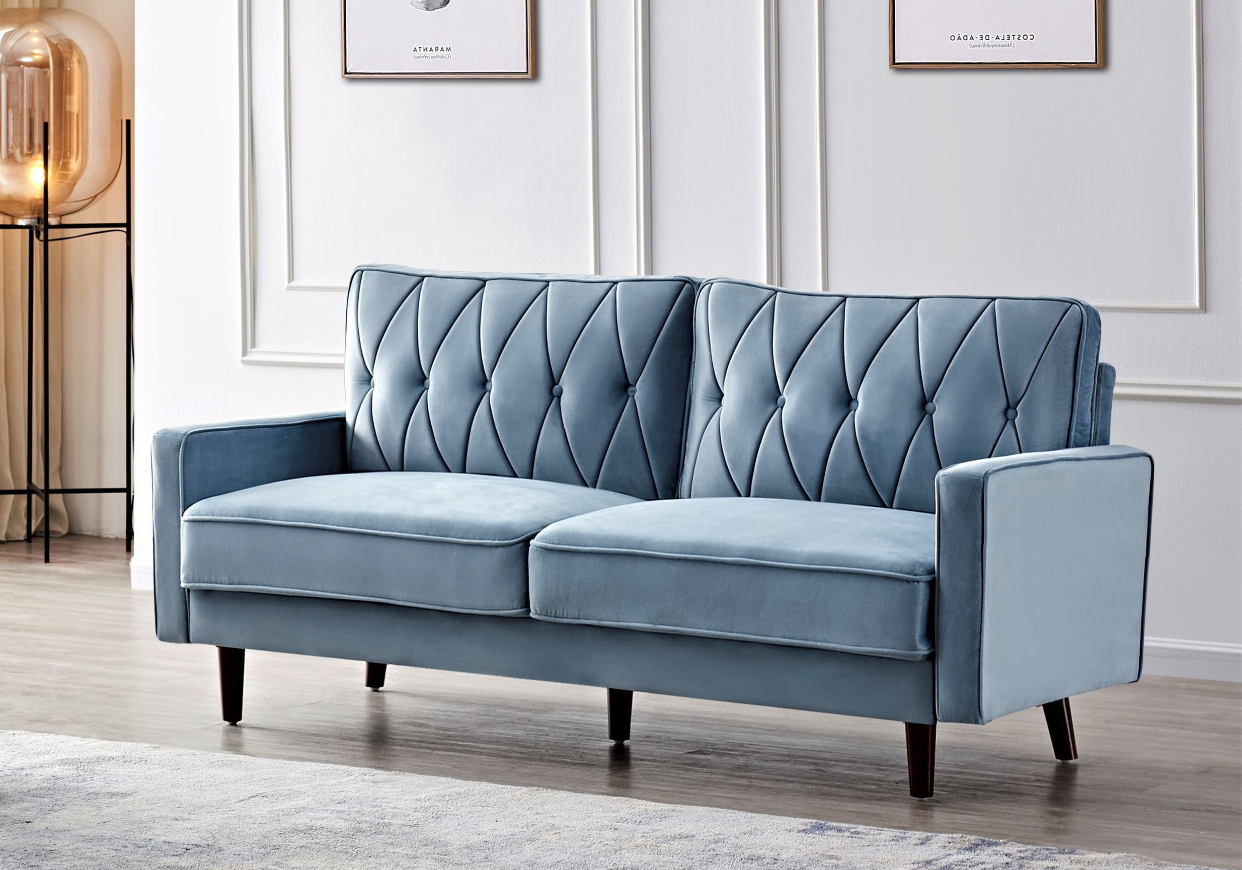 US Pride Furniture Tufted Cushion Back 69.3" Sofa-Light Grayish Cyan ...