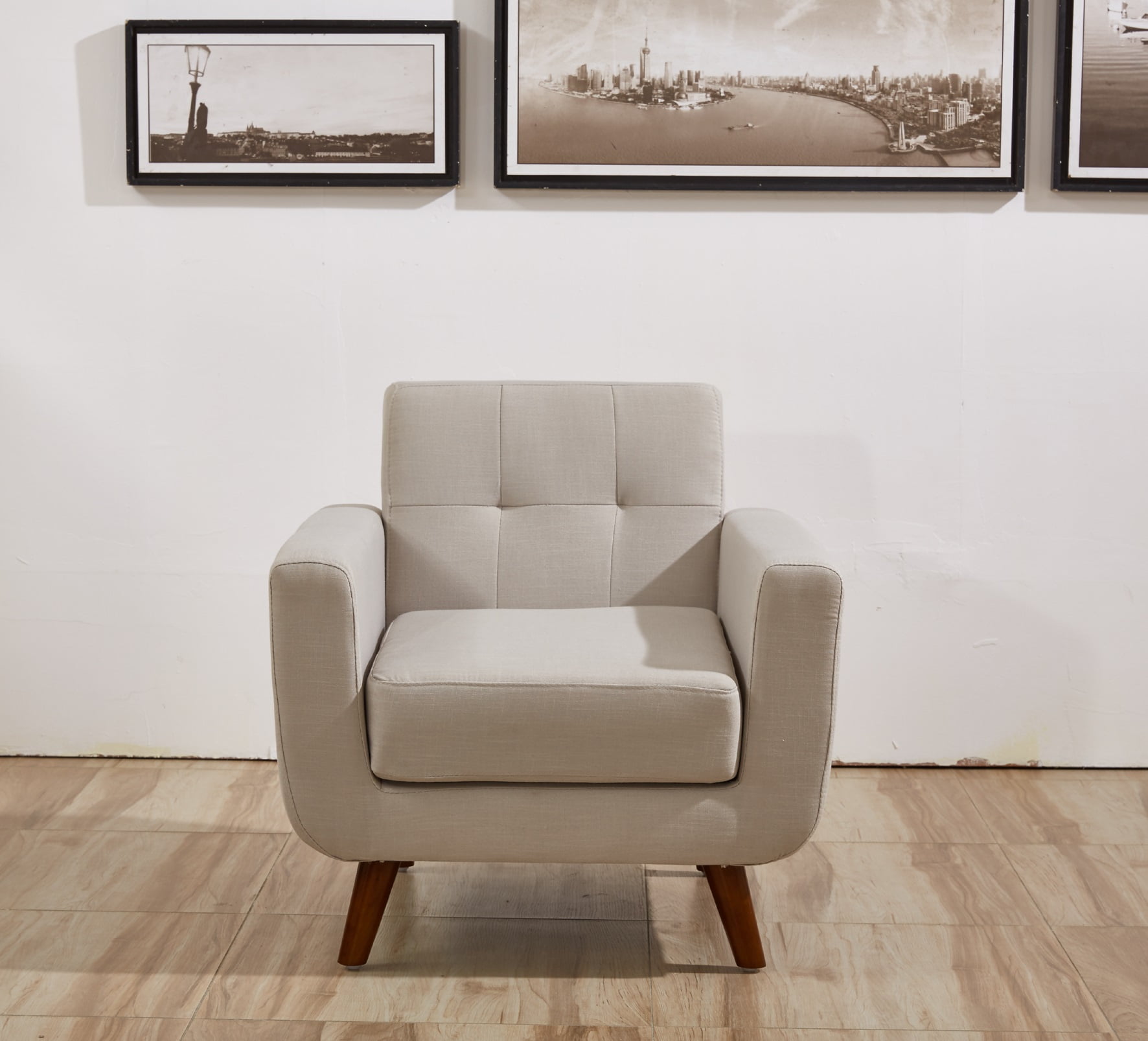 Zohaib 31.1'' Wide Tufted Linen Lounge Chair - Walmart.com