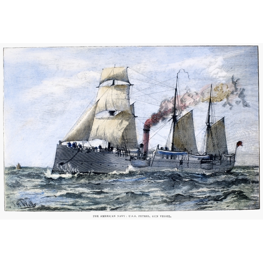 Uss 'Petrel,' 1890. /Nthe Gun Vessel Uss 'Petrel.' Wood Engraving, 1890 ...