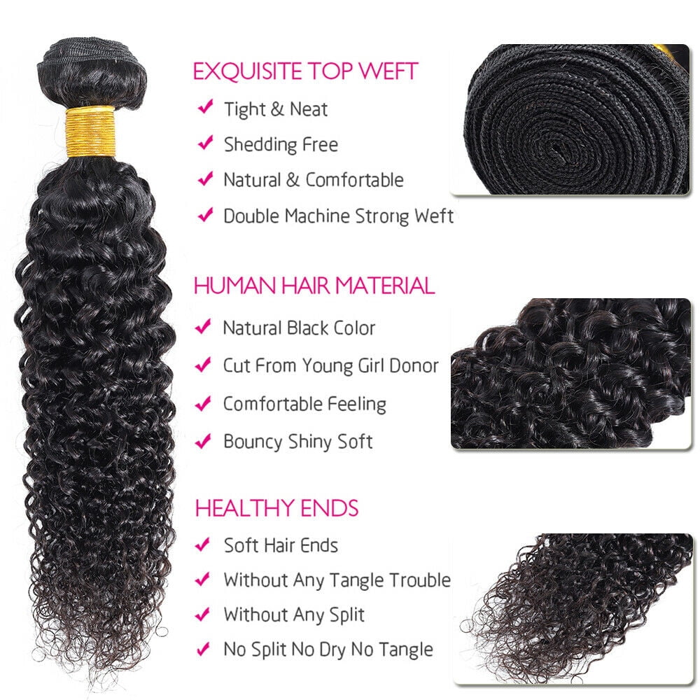 Ustar 9A Jerry Curl Unprocessed Remy Brazilian Human Hair Natural Color ...