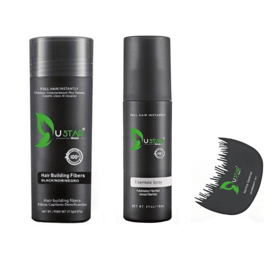 Ustar Hair Building Fibers 3 in 1 Pack - Includes Hair Fibers, Comb ...