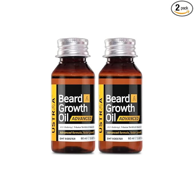 Ustraa Beard Growth Oil Advanced - 2 x 60ml - Lab Tested to increase ...