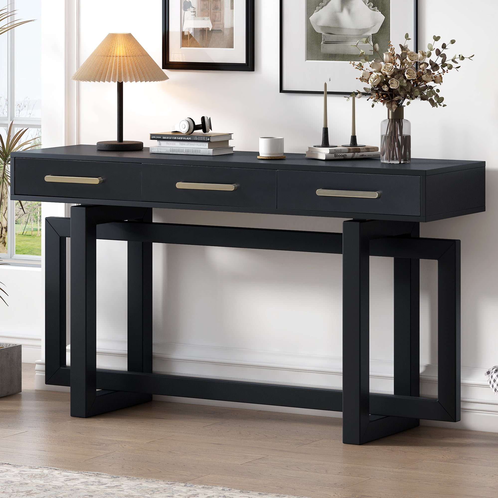 Ustyle Console Table With 3 Drawers - Modern For Entryway, Living Room Higher Stability, Easy ...