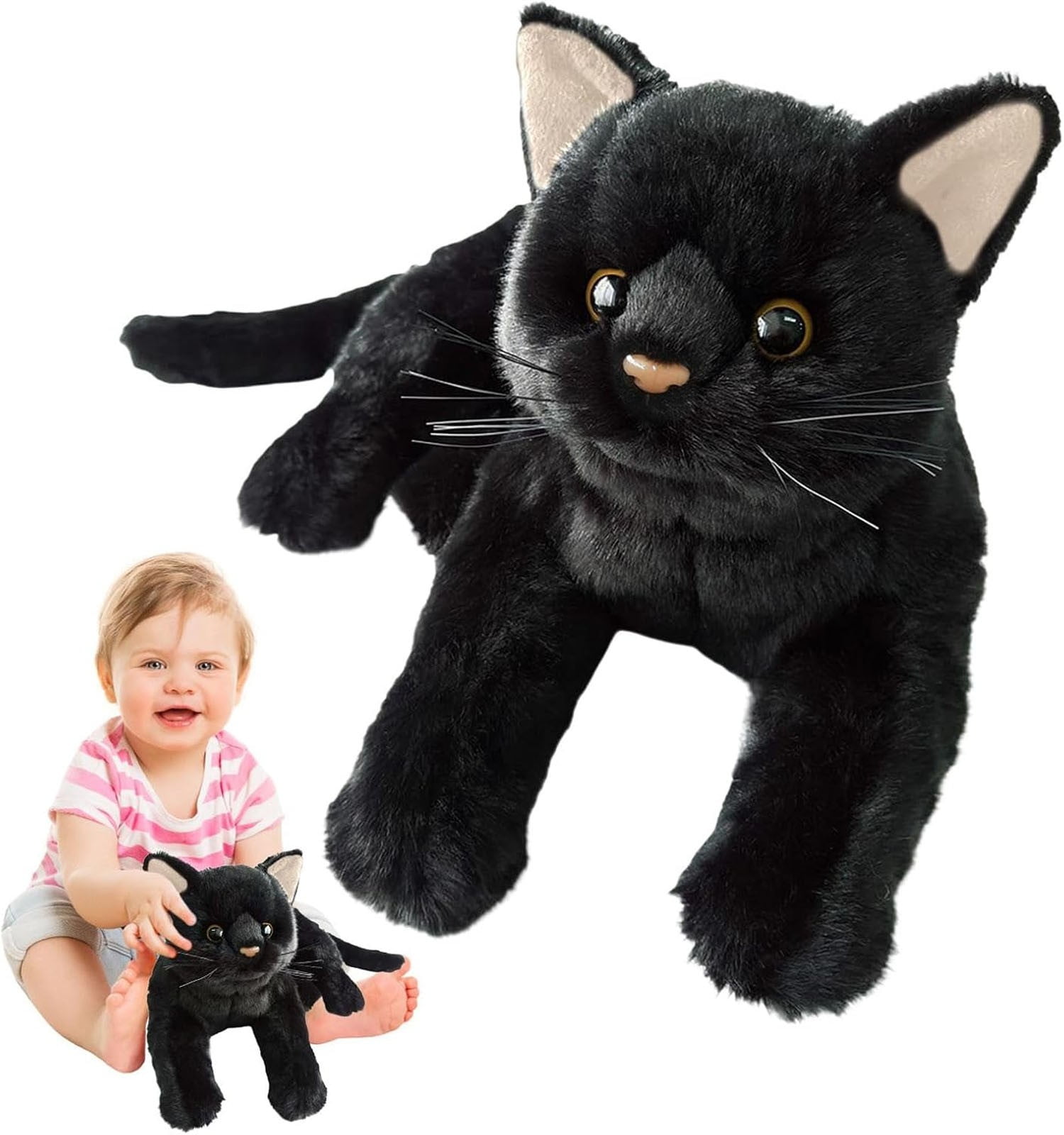 Usupdd Toys for Kids Cats Plushes Stuffed Cats Cuddle (Black), Cats ...