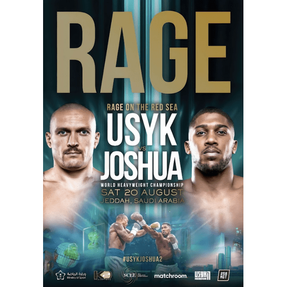 Usyk vs Joshua Boxing Poster 24x36 - 2021 Heavyweight Title Fight, Epic ...