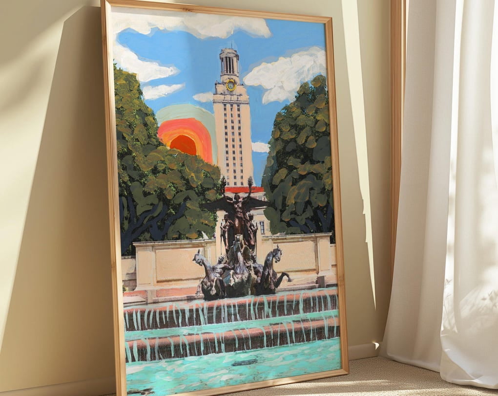 Ut Austin Longhorn Rainbow Art Print Large Texas Western Poster ...