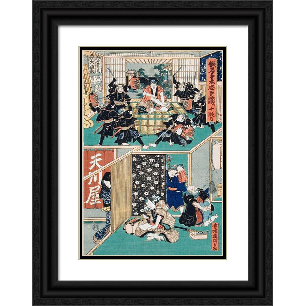 Utagawa Kunisada (Toyokuni III) 11x14 Black Ornate Wood Framed Double ...