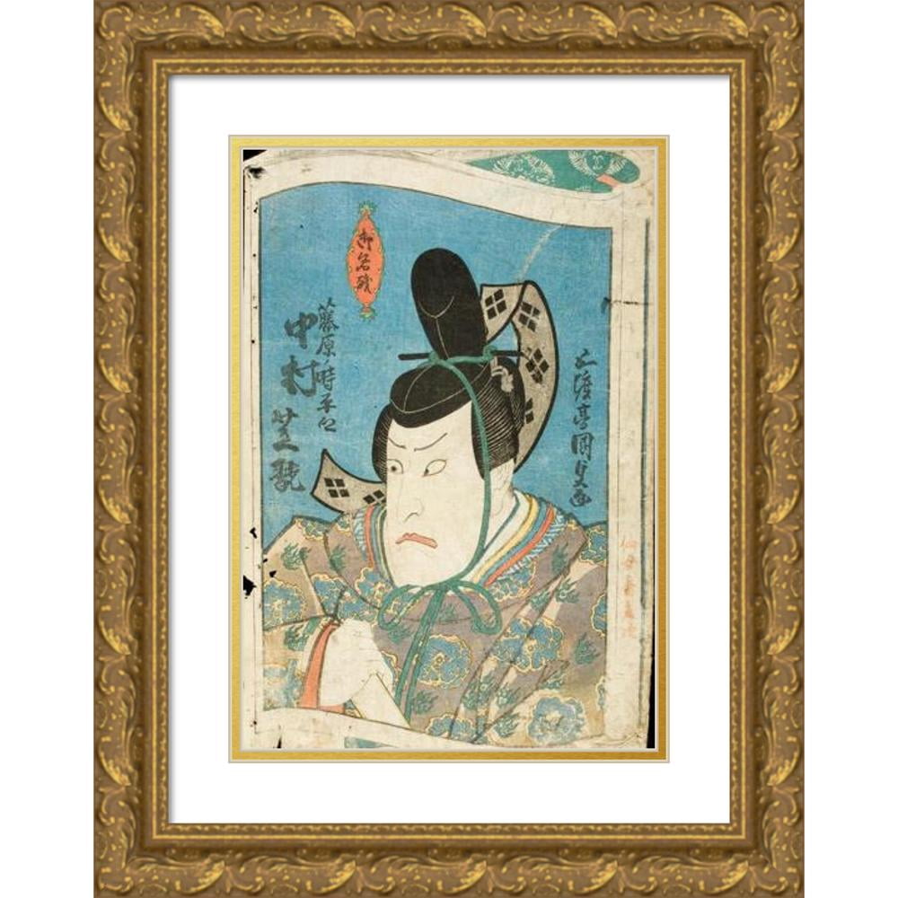 Utagawa Kunisada (Toyokuni III) 14x18 Gold Ornate Wood Frame and Double ...