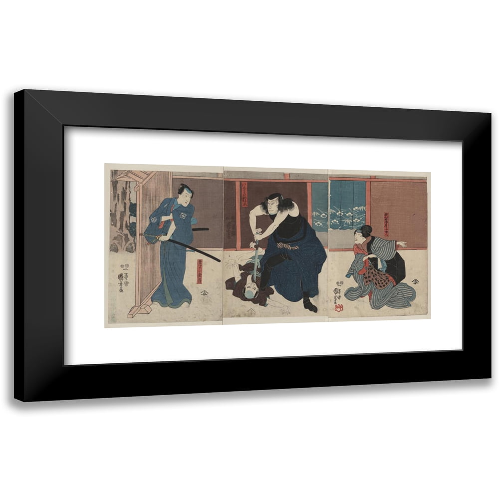 Utagawa Kuniyoshi 24x14 Black Modern Framed Museum Art Print Titled ...