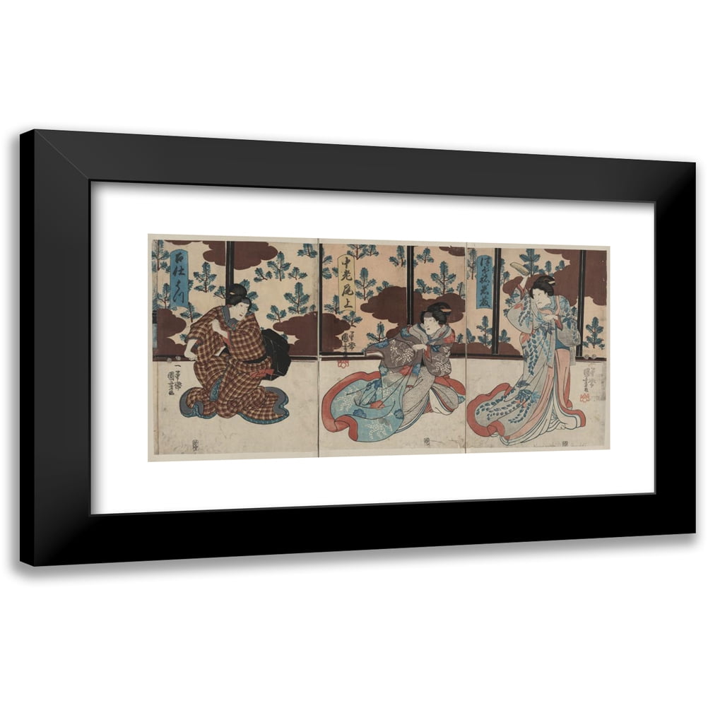 Utagawa Kuniyoshi 24x14 Black Modern Framed Museum Art Print Titled ...