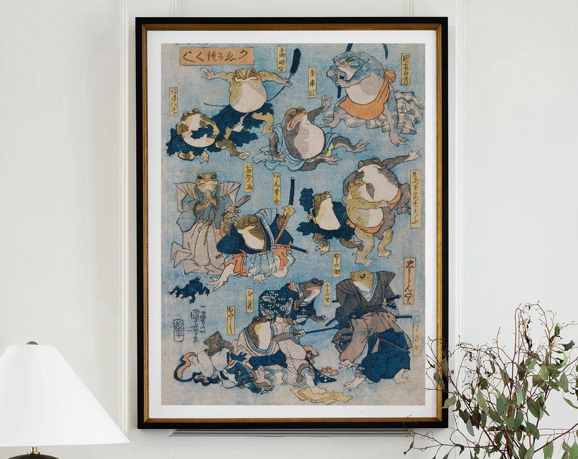 Utagawa Kuniyoshi Frog Warriors Japanese Woodblock Art Print Ukiyo-E ...