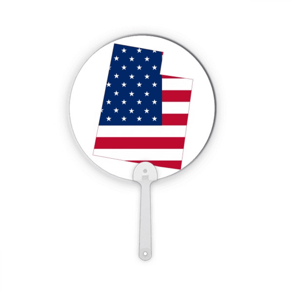 Utah America USA Map Stars Stripes Flag Plastic Round Handheld Fan ...