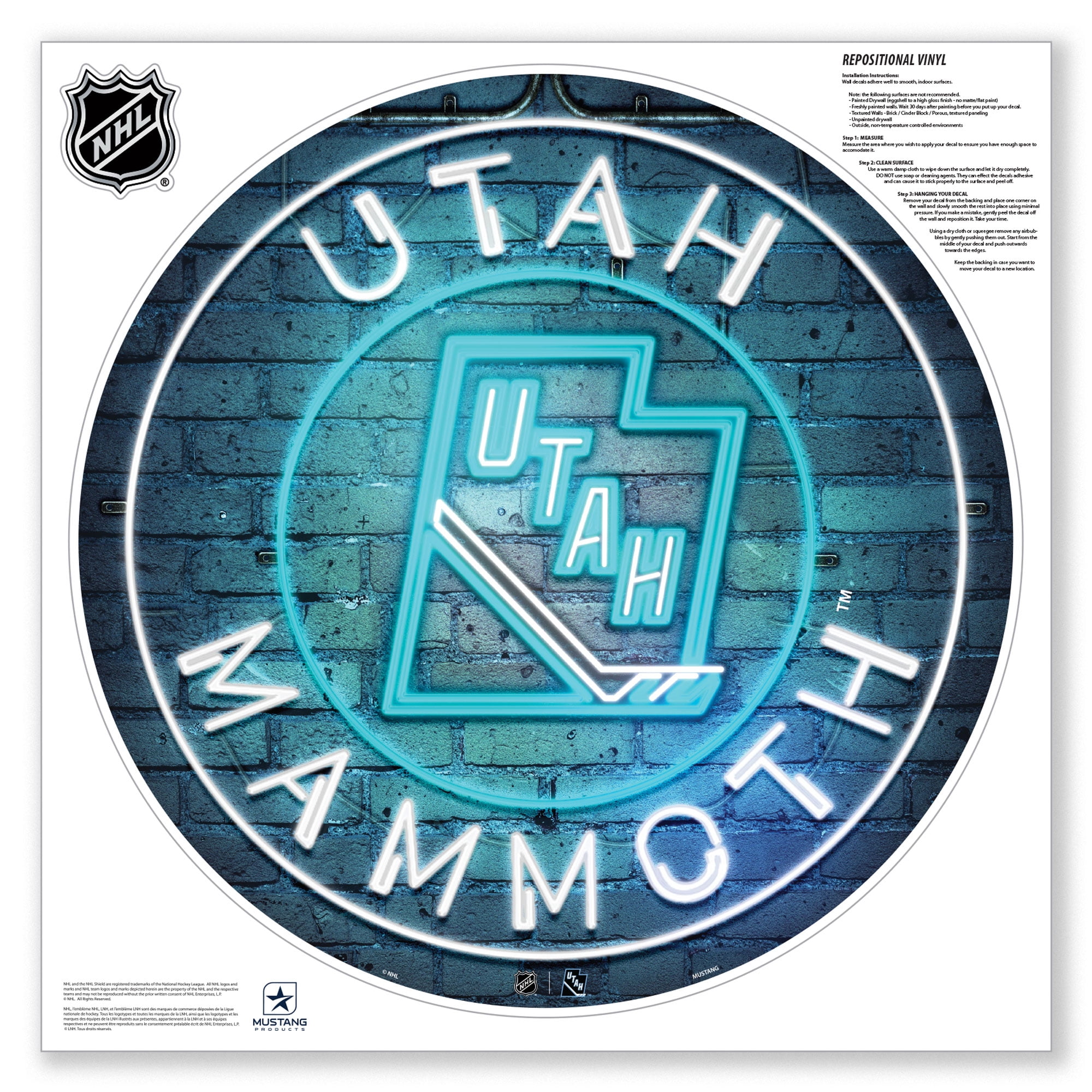 Utah Mammoth 28" x 28" Neon Primary Wall Decal - Walmart.com