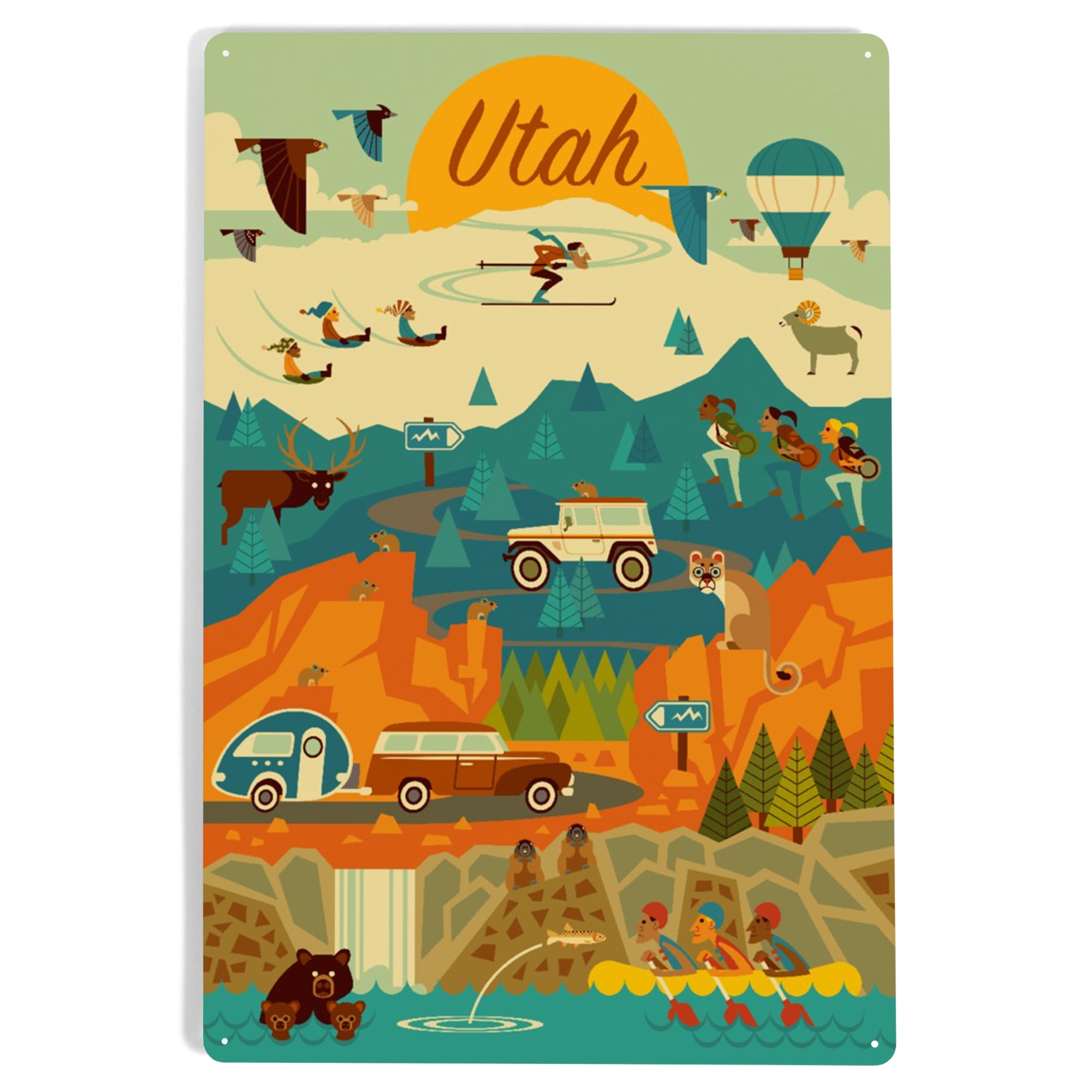 Utah, Mountain, Geometric (12x18 Aluminum Art, Indoor Outdoor Metal ...