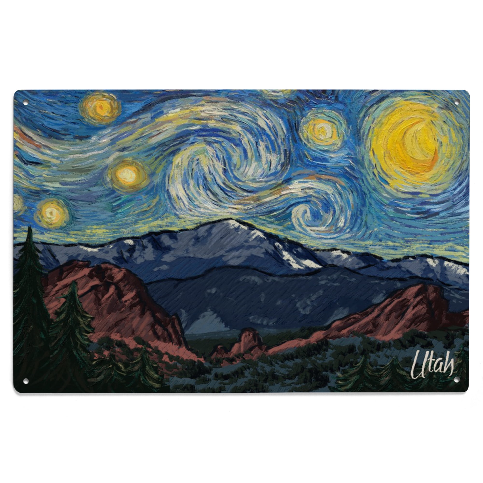 Utah, Mountain Peak, Starry Night Birch Wood Wall Sign (6x9 Rustic Home ...