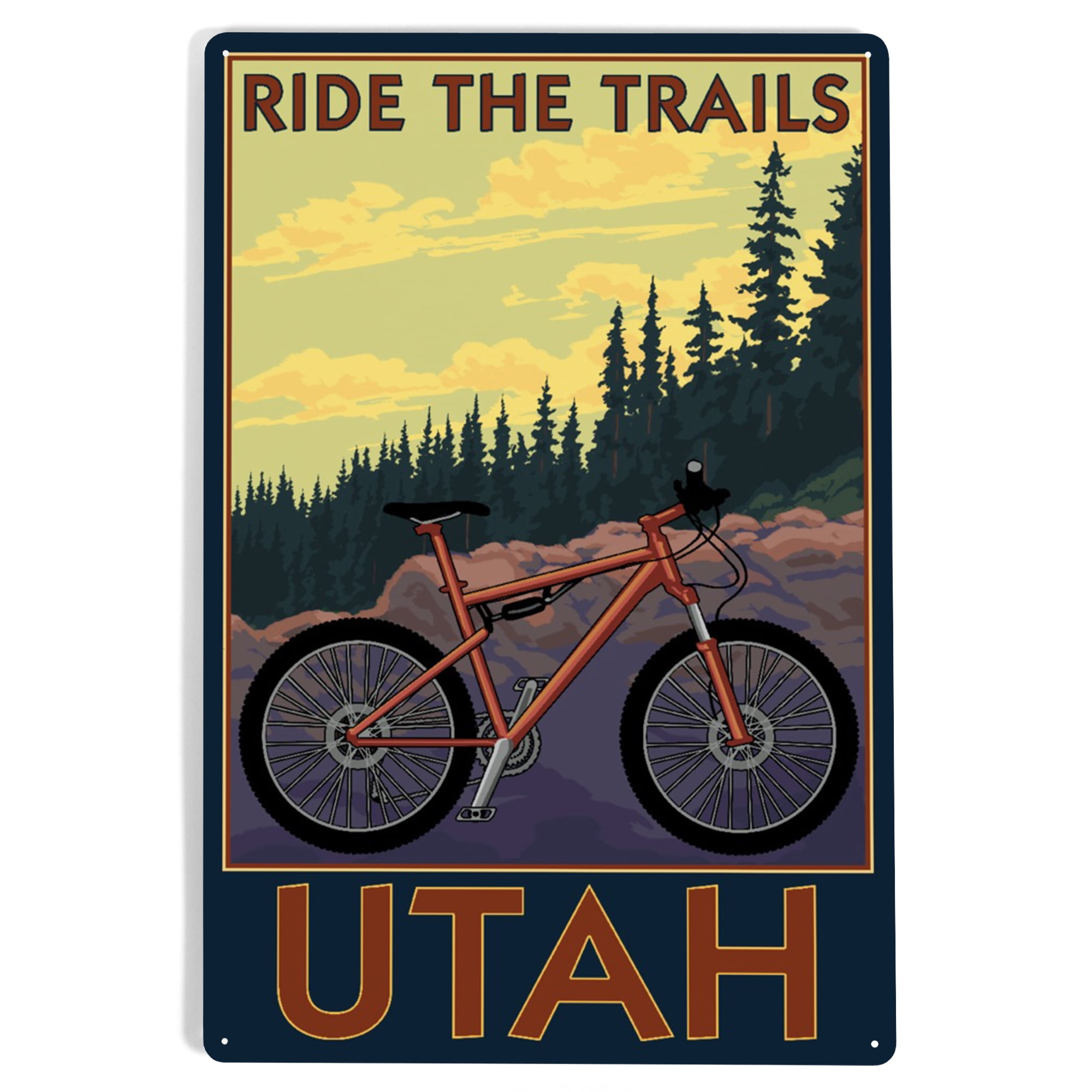 Utah, Ride the Trails, Mountain Bike Scene (12x18 Aluminum Art, Indoor ...