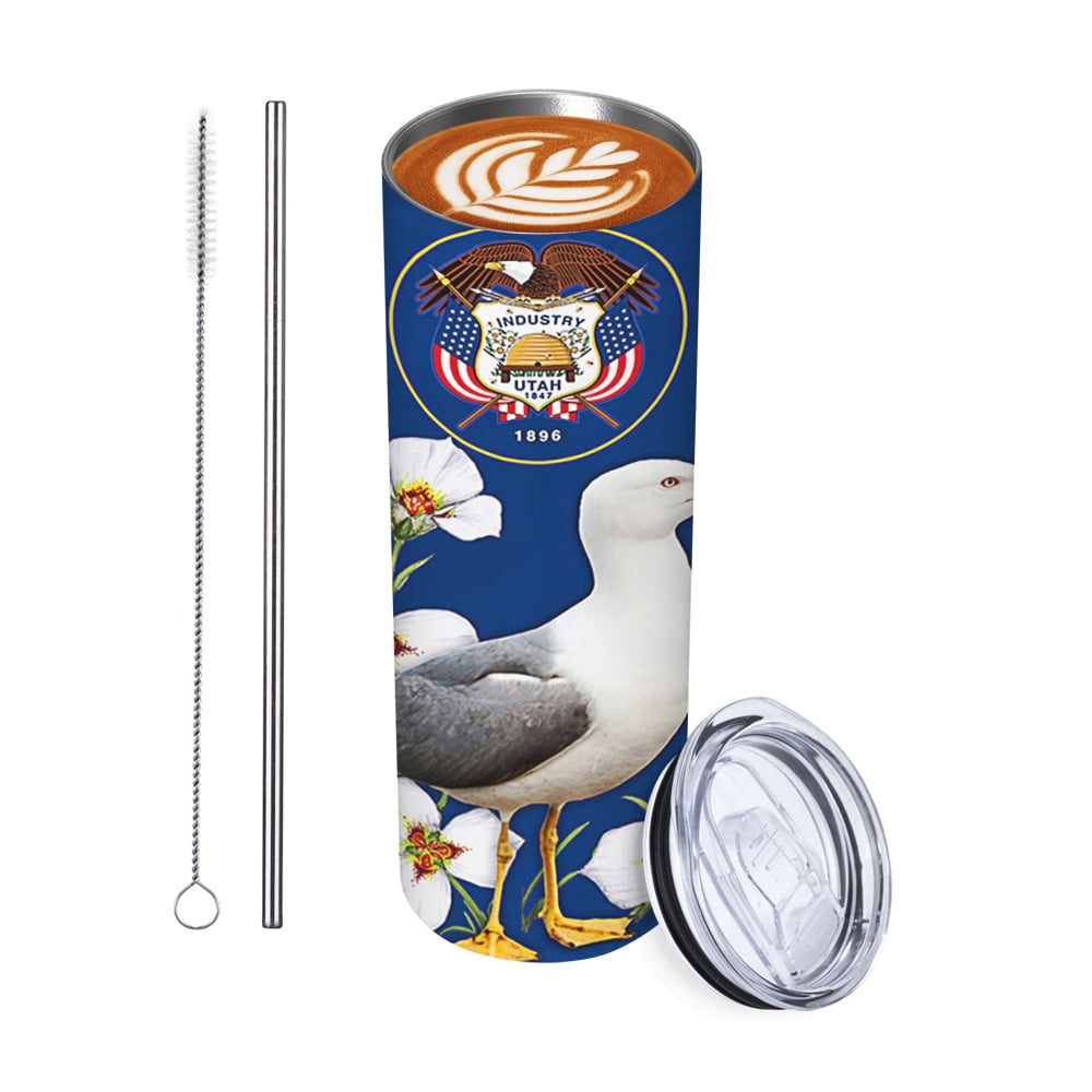 Utah Seagull And Sego Lily 20oz Coffee Mug Cup,Stainless Steel Thermos ...