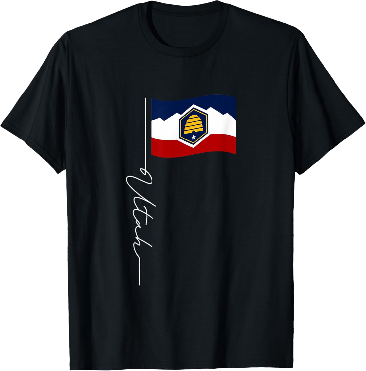 Utah Signature Flag Pole - Elegant Patriotic Utahn Flag T-Shirt men and ...