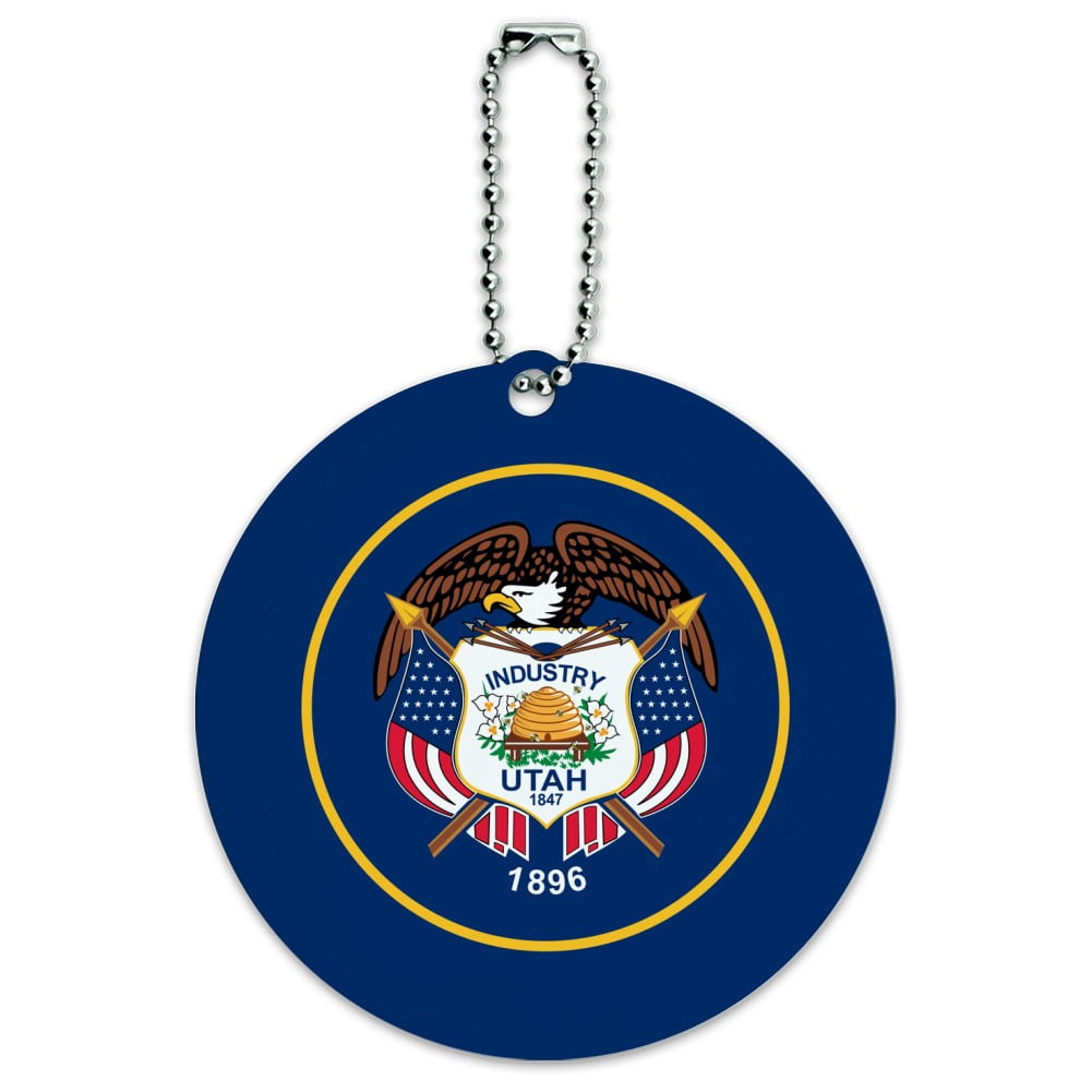 Utah State Flag Round Luggage ID Tag Card Suitcase Carry-On - Walmart.com