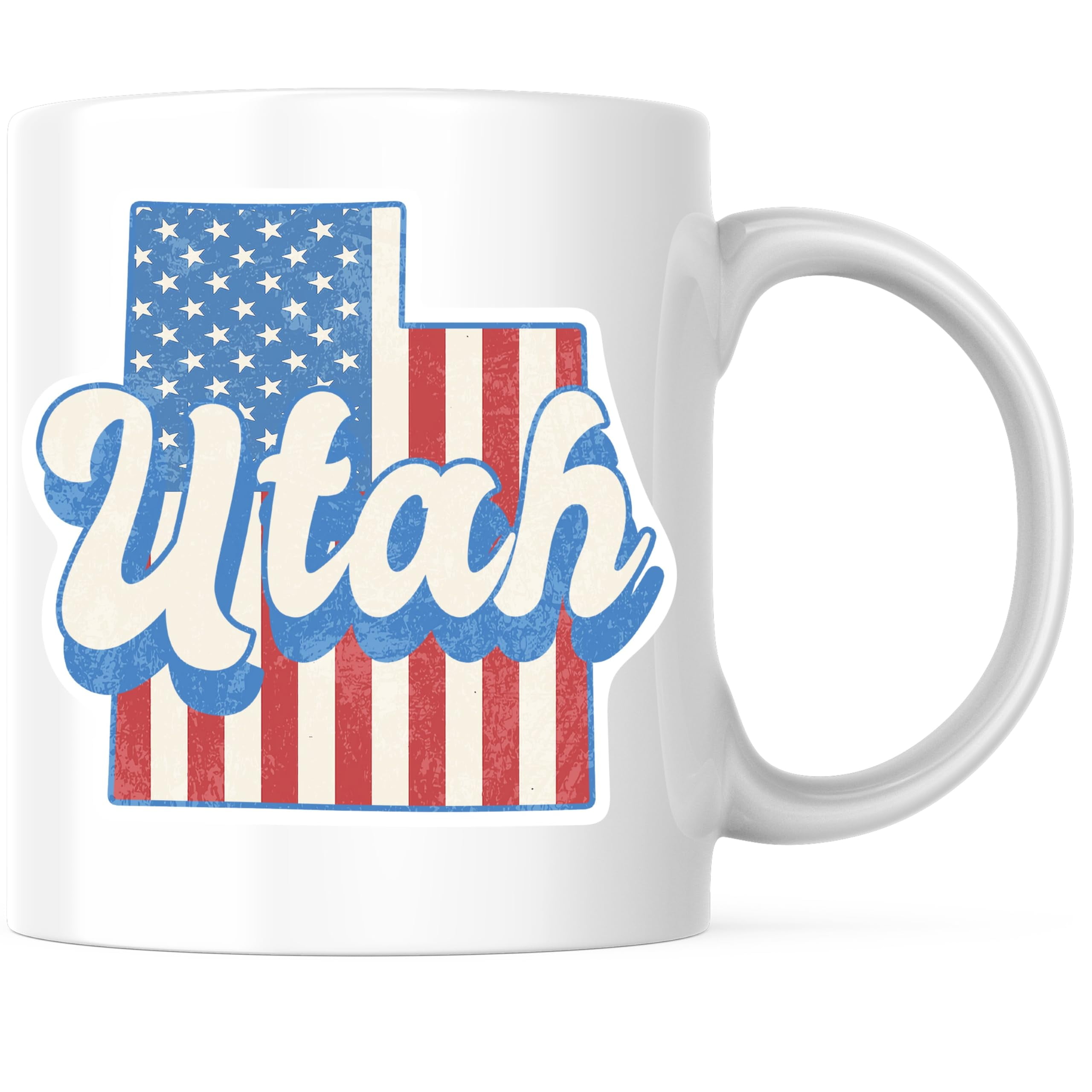 Utah State Outline Coffee Mug - UT State Shape with USA Flag - 11 Ounce ...