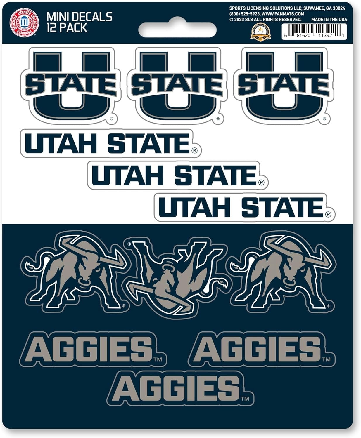 Utah State University Aggies 12-Piece Mini Decal Sticker Set, 5x6 Inch ...