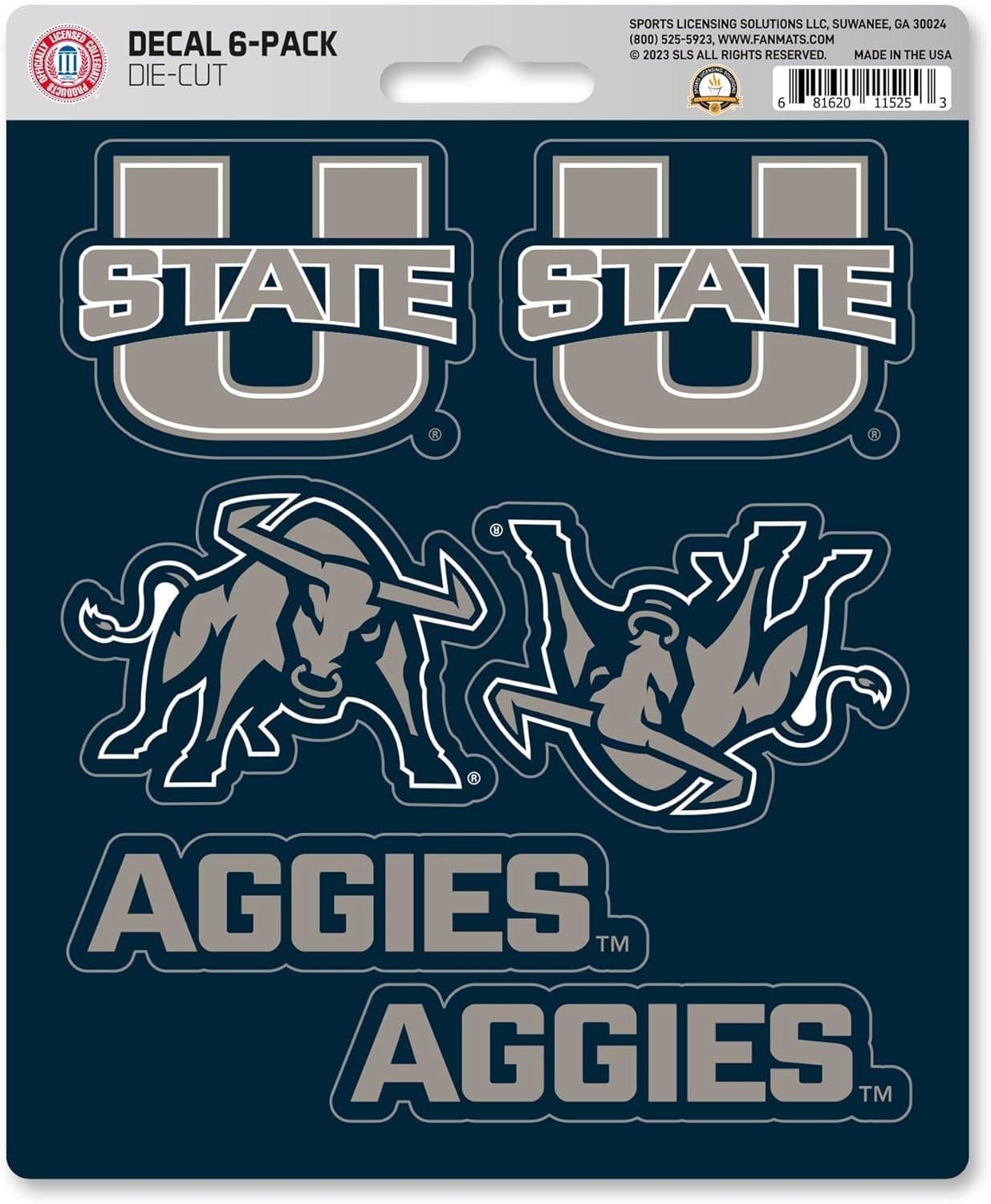 Utah State University Aggies 6-Piece Decal Sticker Set, 5x6 Inch Sheet ...