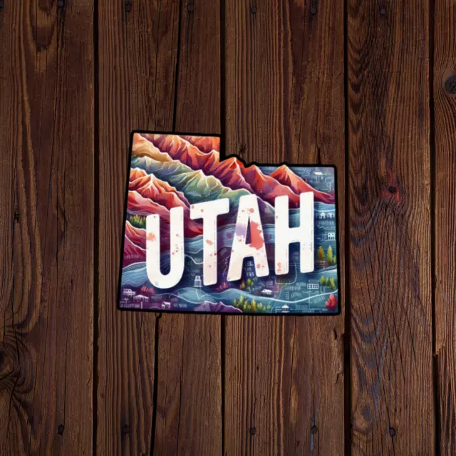 Utah Sticker American Flag State Outline Novelty Laptop Car Sticker ...