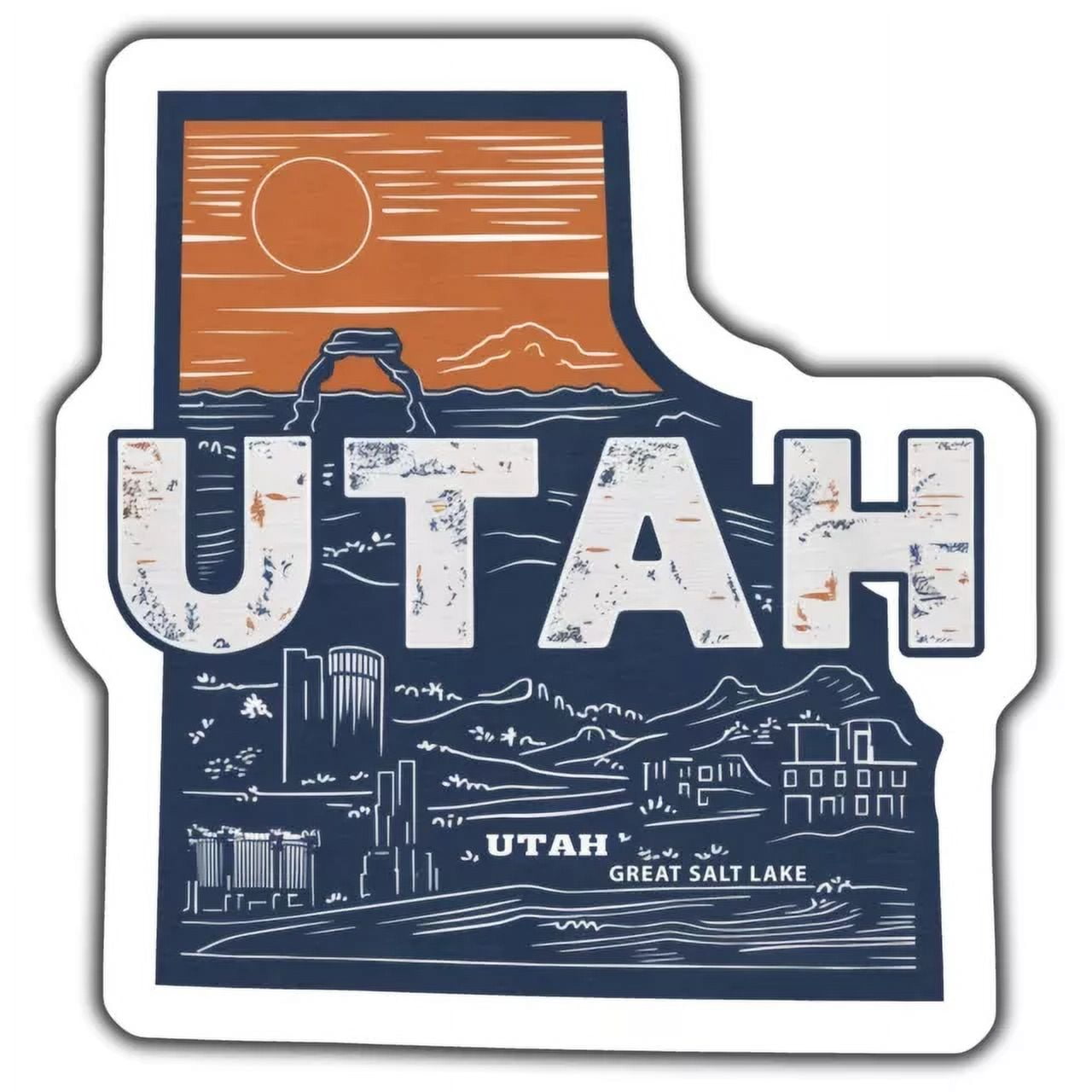 Utah Travel Sticker, Great Salt Lake Souvenir, Utah State Vinyl Decal ...