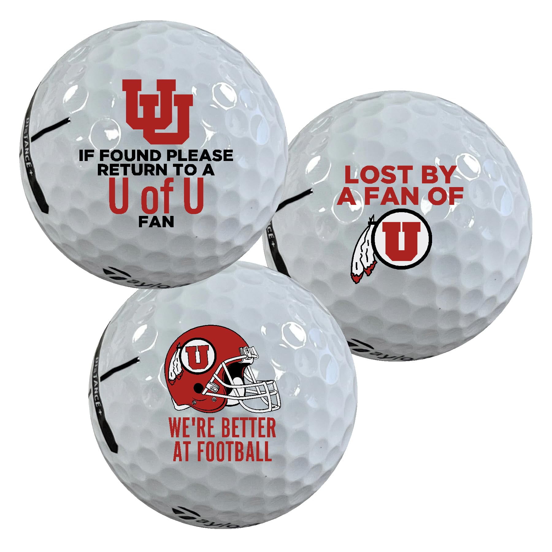 Utah Utes Edition Funny Taylormade Distance+ Golf Balls 12-Pack (Dozen ...