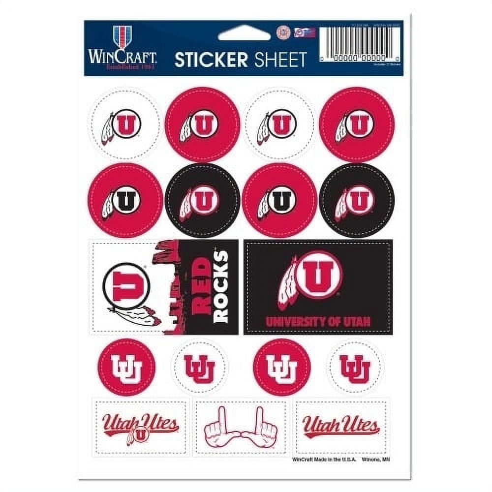 Utah Utes Vinyl Sticker Sheet 17 Decals 5x7 Inches Free Ship - Walmart.com