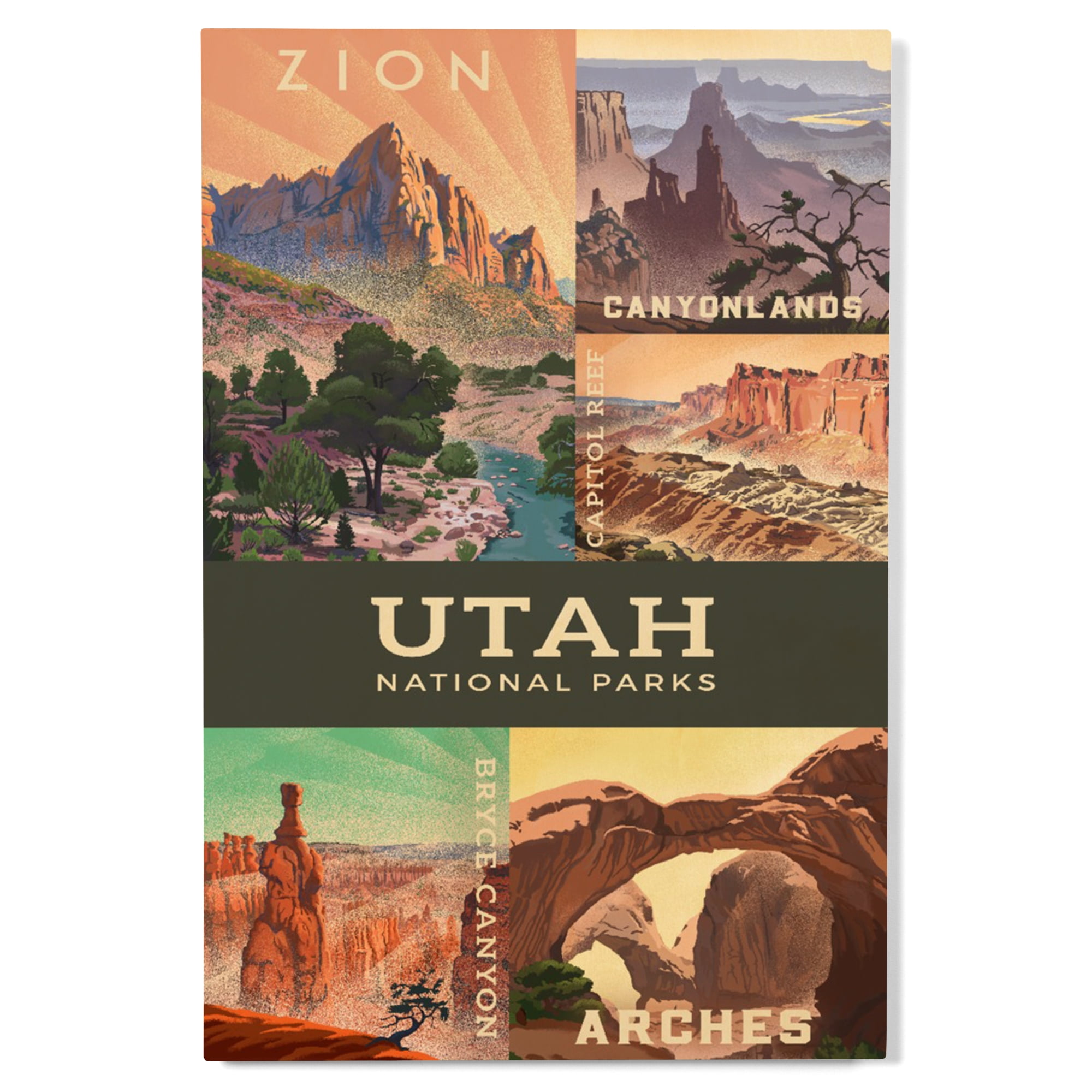 Utah's National Parks Collage, Lithograph National Park Series Birch ...