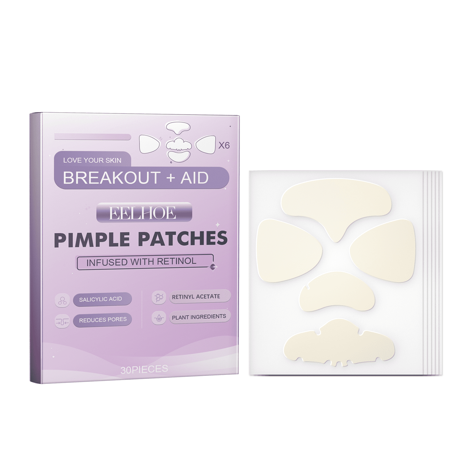 Uteam Hyaluronic Acid Acne Stickers Pimple Patches Reduce Pores for ...