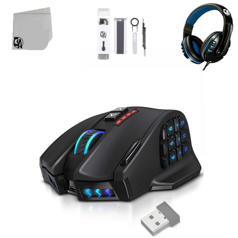UtechSmart Venus Pro RGB Wireless MMO Gaming Mouse 16,000 DPI Optical ...