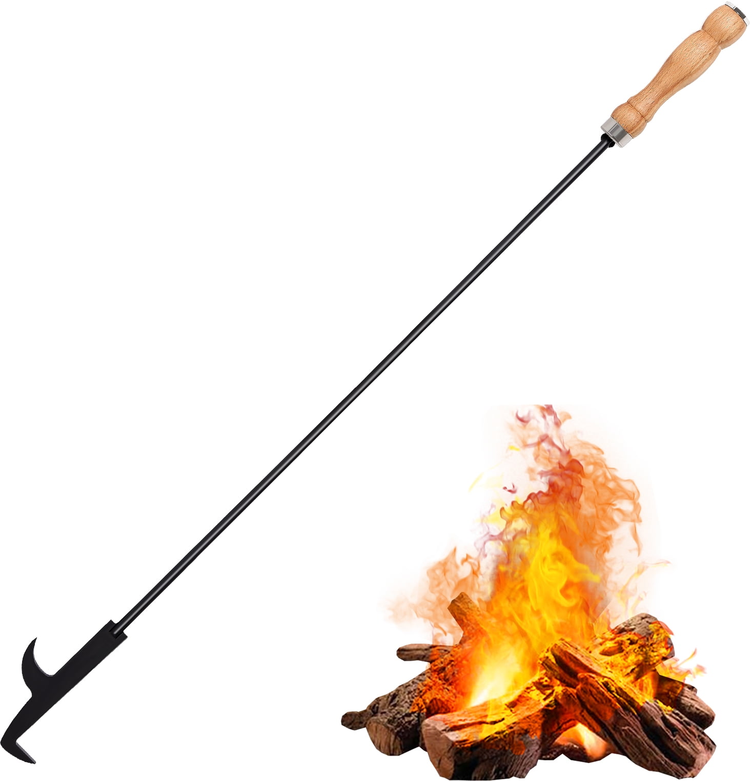Uten 32 Inch Fire Poker for Fire Pit with Wooden Handle&Barb for ...