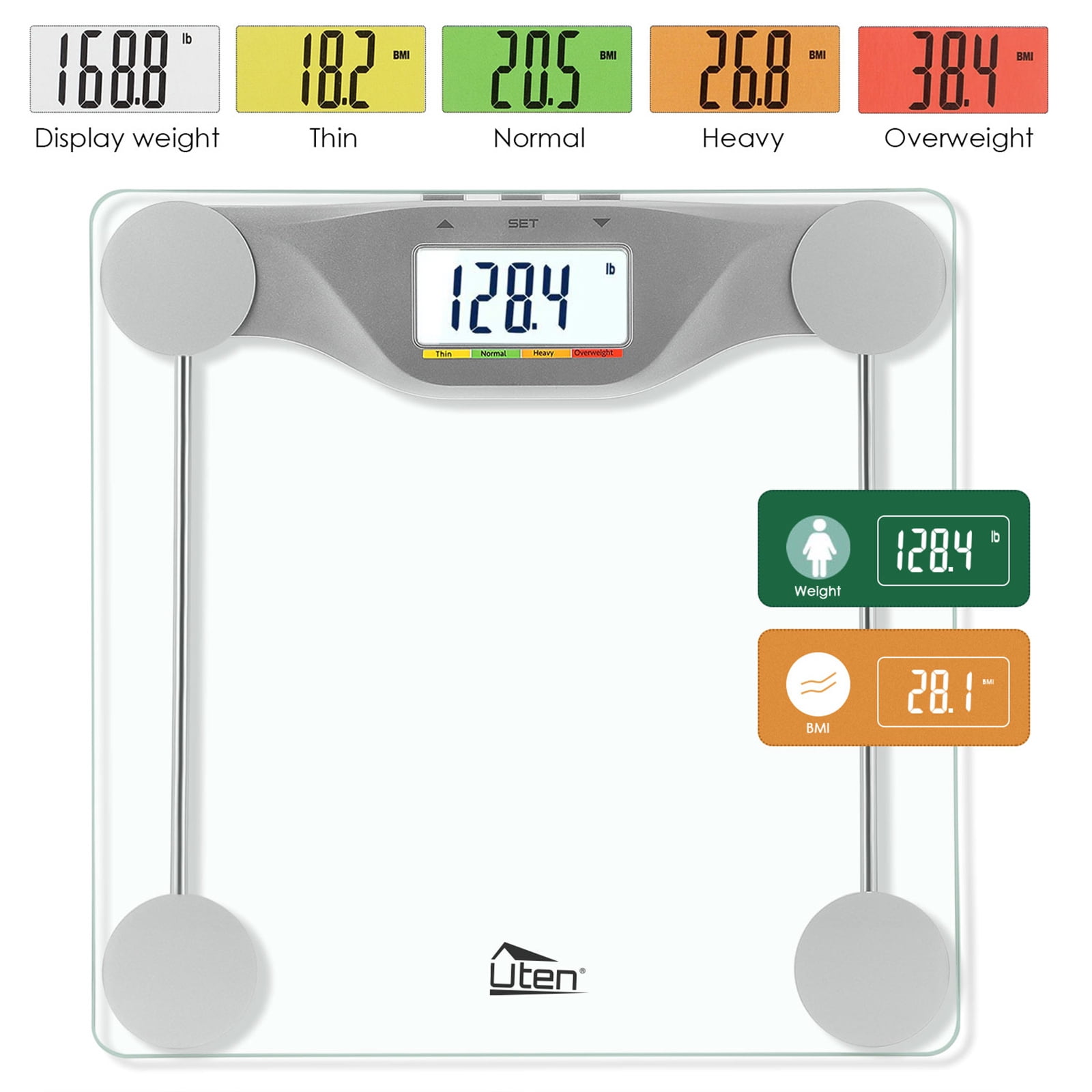 Uten Home Digital Body Weight Scale, High Precision, 400 lbs / 180 kg ...