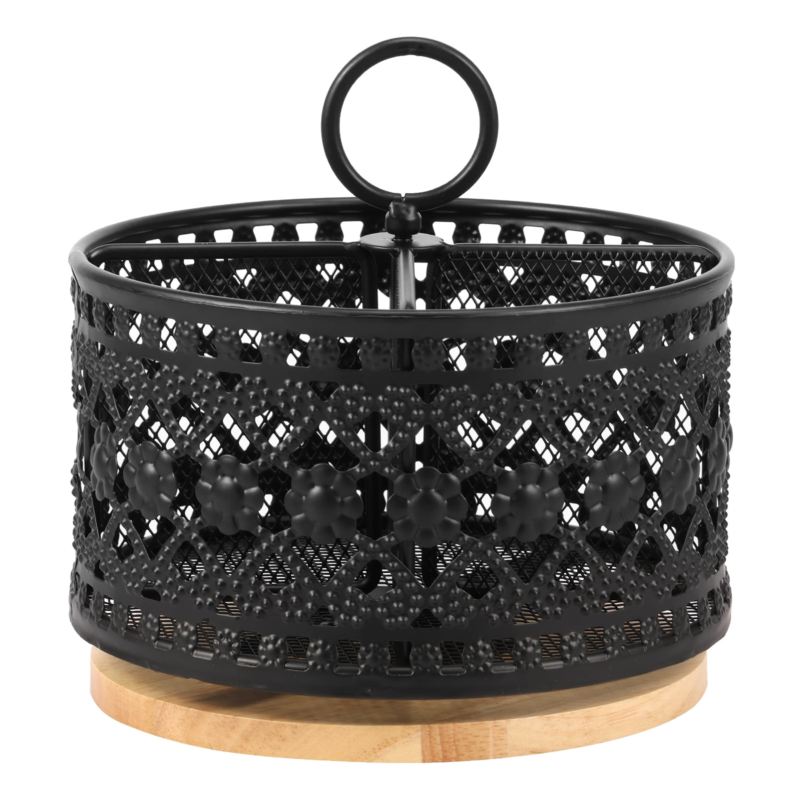 Utensil Caddy 360° Rotating Silverware Caddy with 4 Compartment Metal ...