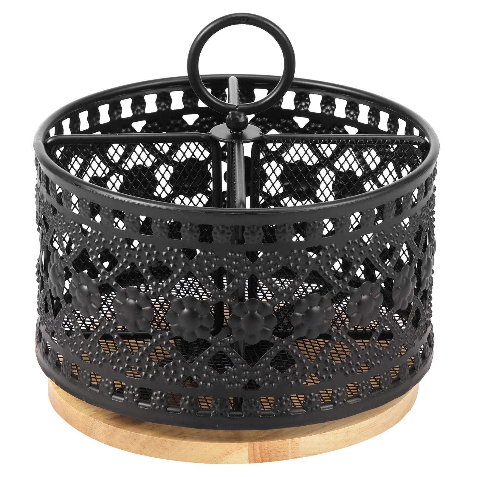 Utensil Caddy 360° Rotating Silverware Caddy with 4 Compartment Metal ...