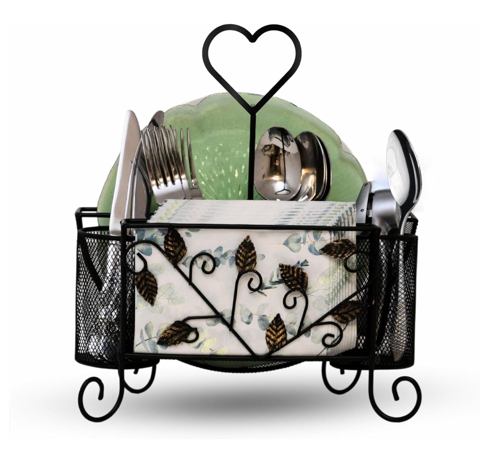 Utensil Caddy Silverware Holder – 2-in-1 Plate Holder and Cutlery ...