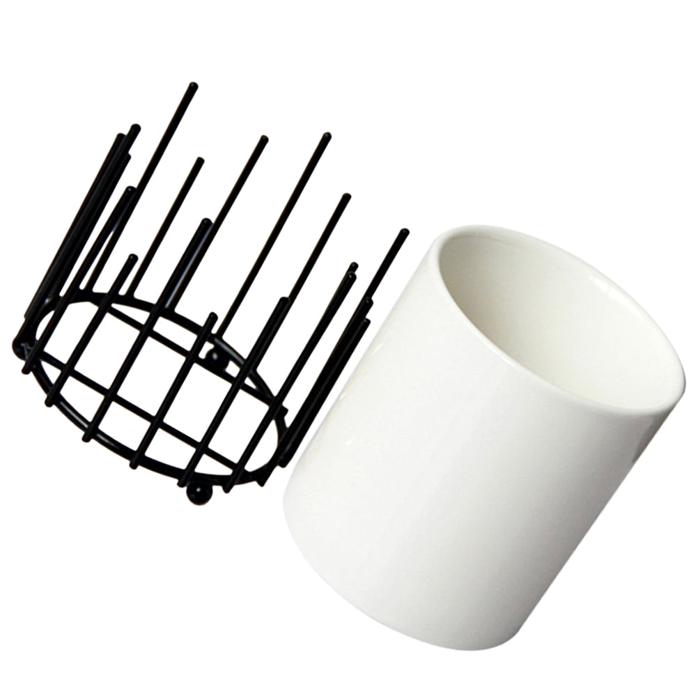 Utensil Container Ceramic Cutlery Holder Chopstick Box with Stand ...