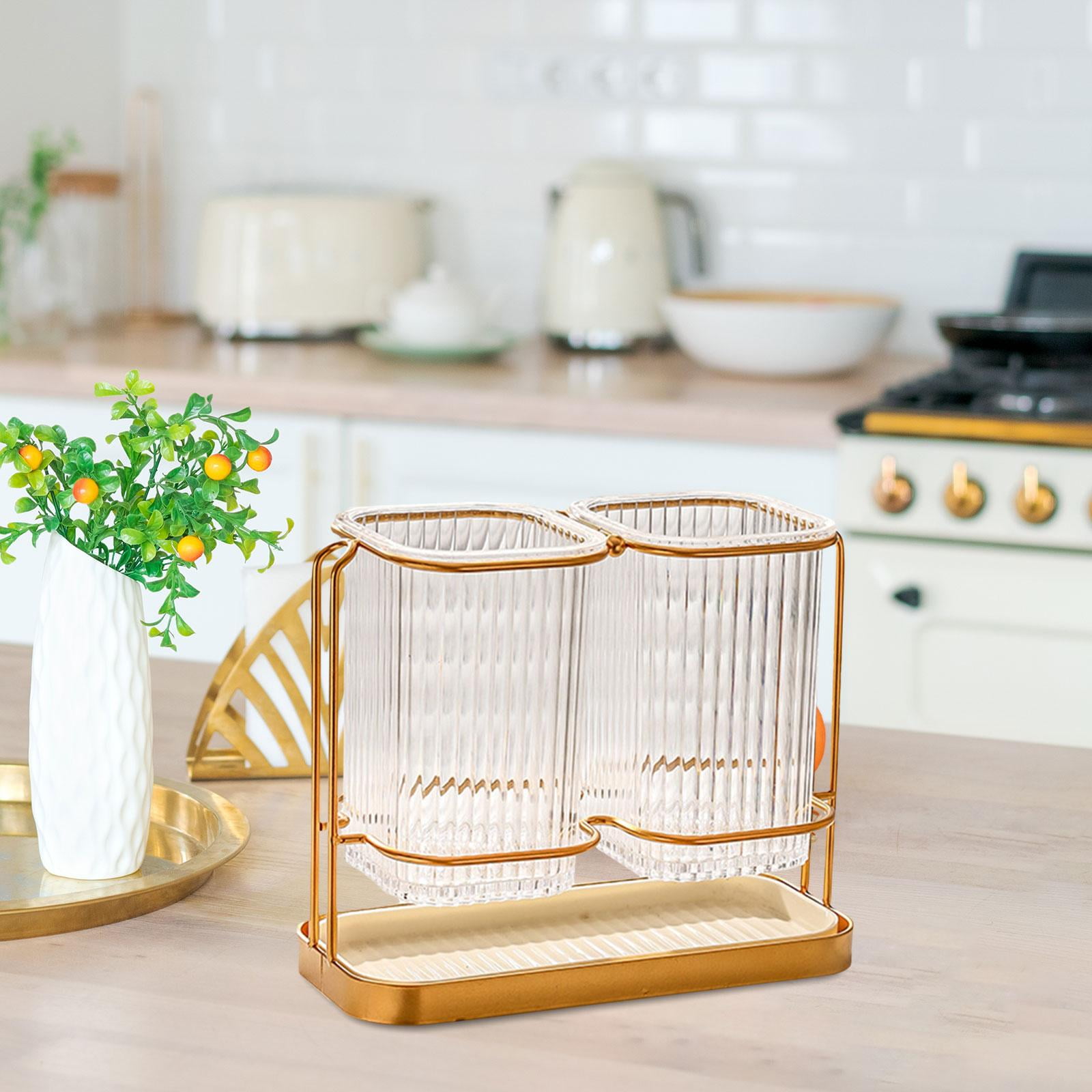 Utensil Crock Practical Utensil Pot with Drain Tray 2 Cups Draining ...