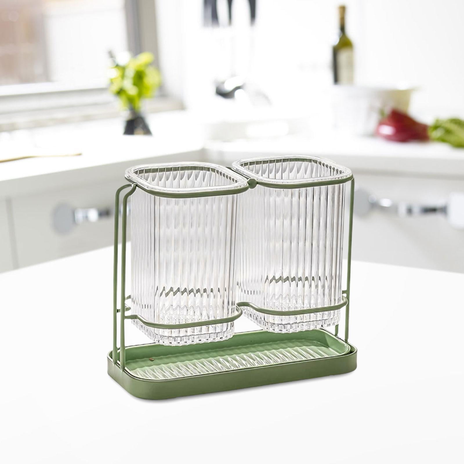 Utensil Crock Practical Utensil Pot with Drain Tray 2 Cups Draining ...