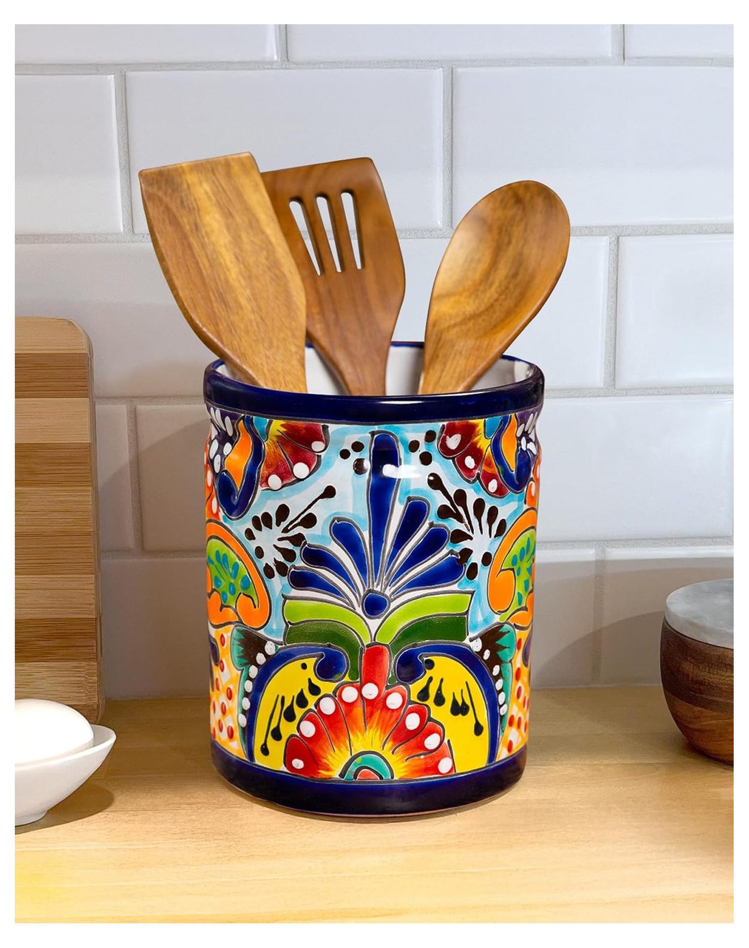 Utensil Holder For Counter Extra Large Utensil Holder, Mexican Talavera ...