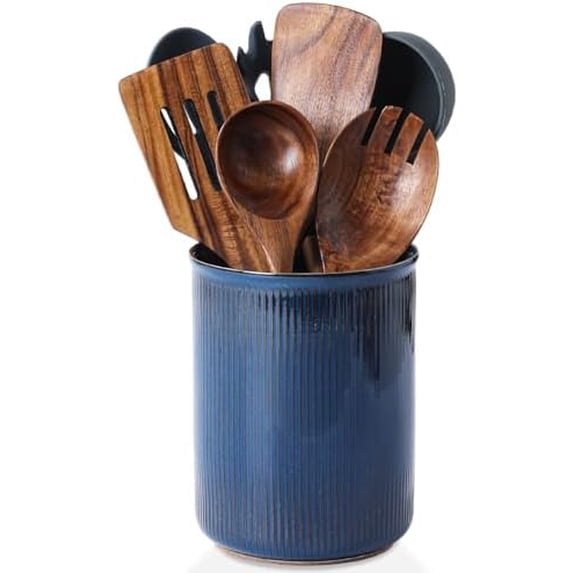 Utensil Holder, Extra Large Utensil Crock, Stable Ceramic Utensil ...